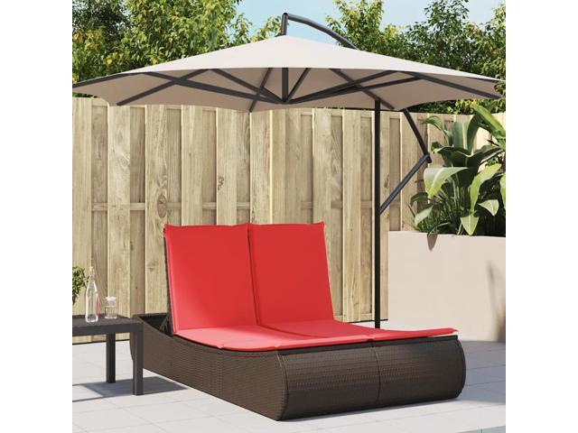 Click here for vidaXL Double Sun Lounger with Cushions Brown Poly... prices