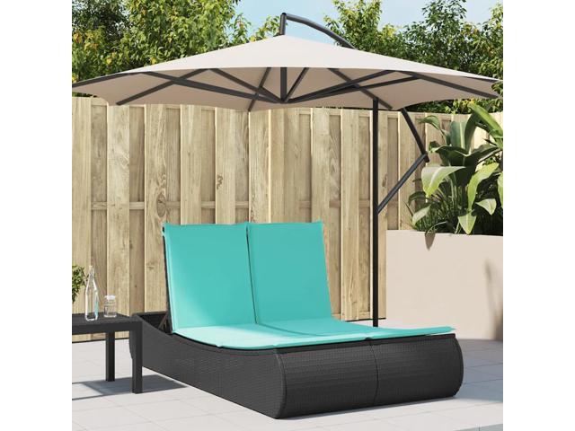 Click here for vidaXL Double Sun Lounger with Cushions Black Poly... prices