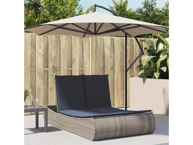 Click here for vidaXL Double Sun Lounger with Cushions Gray Poly... prices