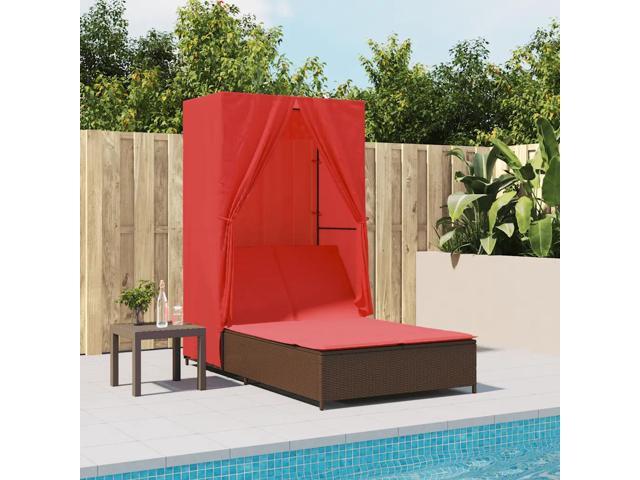 Click here for vidaXL Double Sun Lounger with Roof and Curtains B... prices