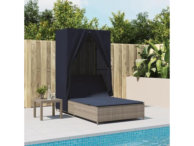 Click here for vidaXL Double Sun Lounger with Roof and Curtains G... prices