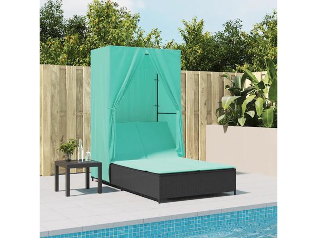 Click here for vidaXL Double Sun Lounger with Roof and Curtains B... prices
