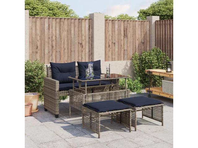 Click here for vidaXL 4 Piece Patio Sofa Set with Cushions Gray P... prices