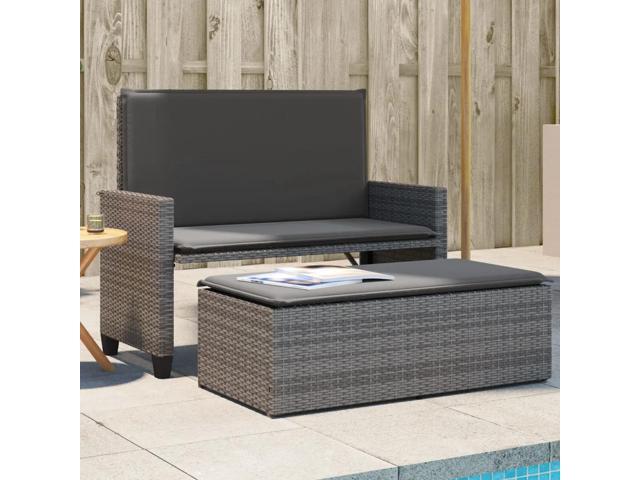 Click here for vidaXL Garden Bench Grey PE rattan 2-seater Conver... prices