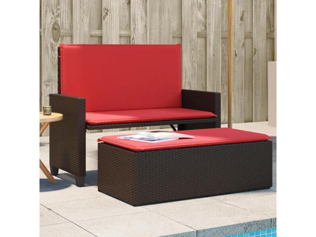 Click here for vidaXL Patio Bench with Cushions and Footstool Bro... prices