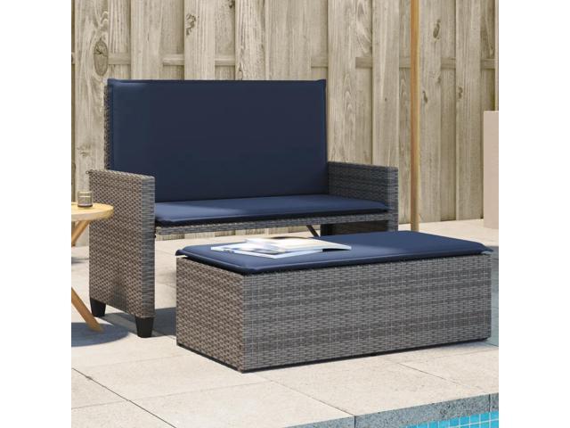 Click here for vidaXL Patio Bench Gray PE rattan Compact prices