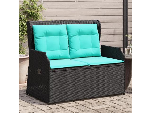 Click here for vidaXL Reclining Patio Bench Black  Turquoise prices