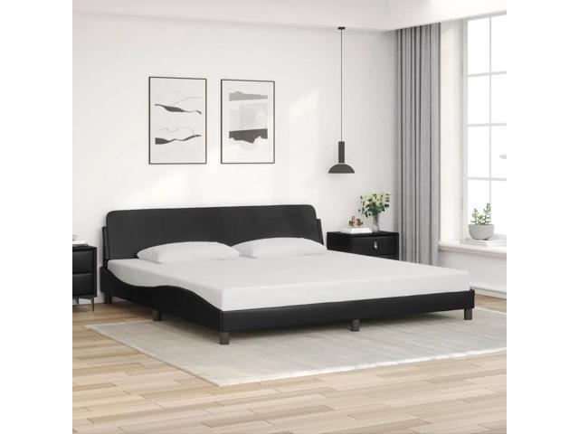 Click here for vidaXL Bed Frame Black Faux leather  metal  solid... prices