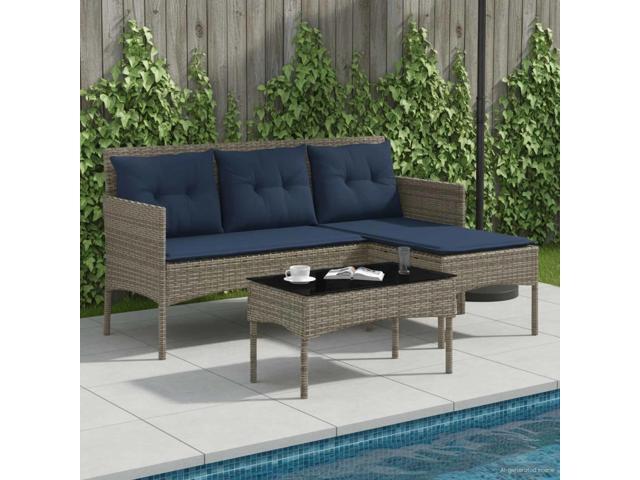 Click here for vidaXL Garden Sofa Set 2 pcs Grey and Navy Blue Po... prices