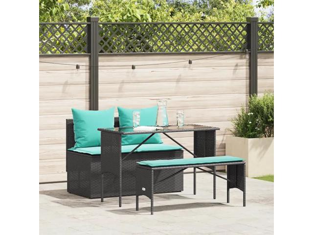 Click here for vidaXL 3 Piece Patio Dining Set with Cushions Blac... prices
