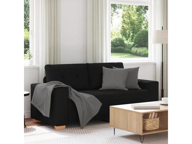 Click here for vidaXL Loveseat Sofa Black 100 Polyester  Plywood... prices