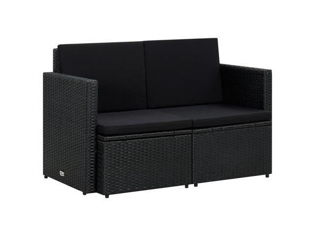Click here for vidaXL Sofa Black PE Rattan  Powder-Coated Steel... prices