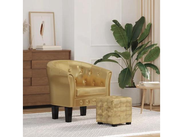 Click here for vidaXL Chesterfield Set of 2 Gold Faux leather Med... prices