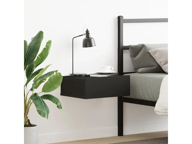 Click here for vidaXL Floating Nightstand Black Engineered Wood C... prices