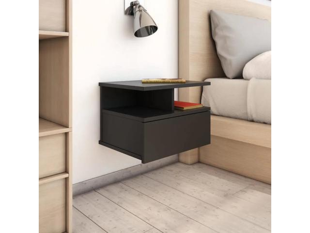 Click here for vidaXL Floating Nightstand Black Engineered wood 1... prices