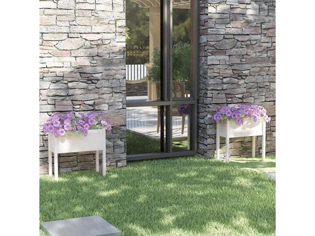 Click here for vidaXL Garden Planter Set of 2 White Solid Pinewoo... prices