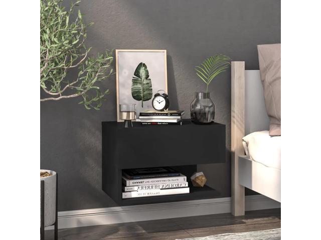 Click here for vidaXL Wall-mounted Bedside Cabinet Black Engineer... prices