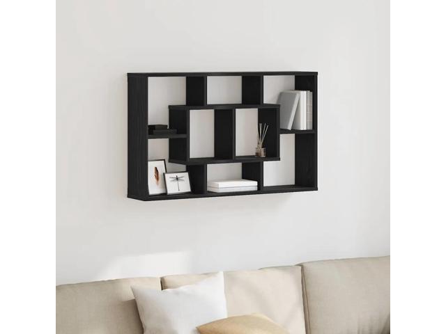 Click here for vidaXL Wall Shelf Black Oak 33.46 x 6.30 x 20.67 i... prices