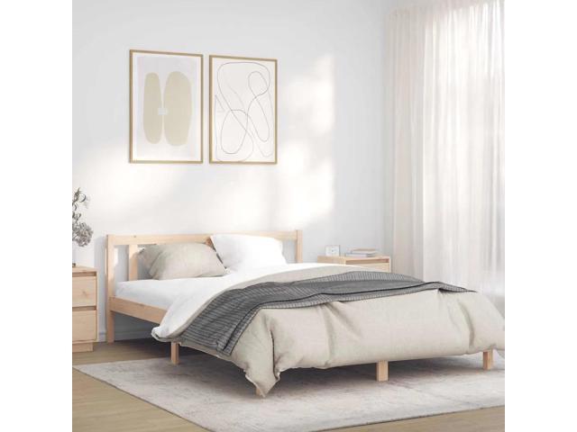 Click here for vidaXL Bed Frame Natural 59.84 x 79.92 in Solid Pi... prices
