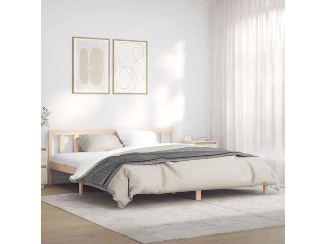 Click here for vidaXL Bed Frame Natural 75.98 x 79.92 in Solid Pi... prices