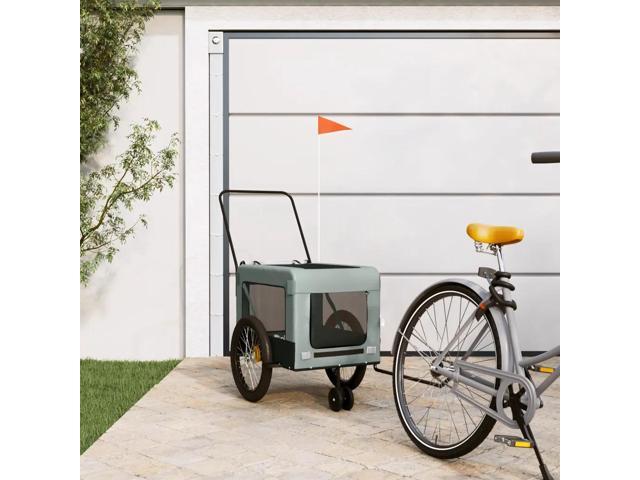 Click here for vidaXL Pet Bike Trailer Grey and black Oxford fabr... prices