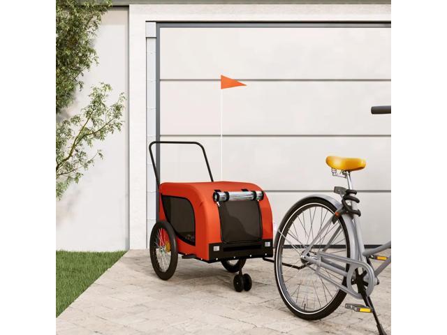 Click here for vidaXL Pet Bike Trailer Orange and Black Oxford Fa... prices