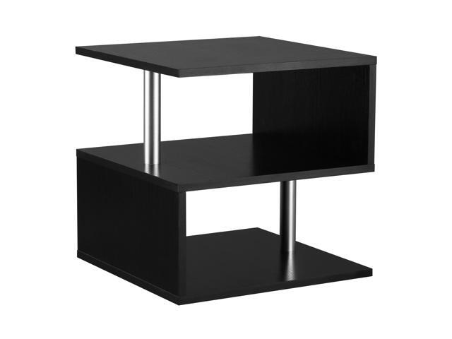 Homcom 19.75 Chic Designer S-Shaped Multi-Level Accent End Table Shelf  Black - Black