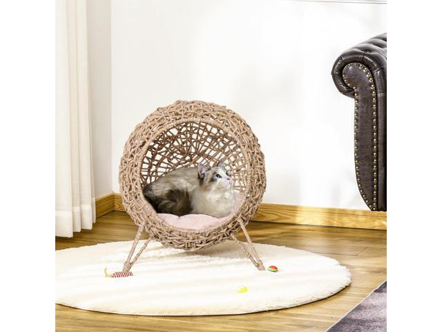 Click here for Aosom 20.5 Weaved Cat Bed  Elevated Hand-woven Bra... prices