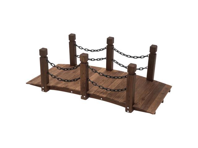 Click here for Aosom 5 ft Wooden Garden Bridge Arc Footbridge wit... prices