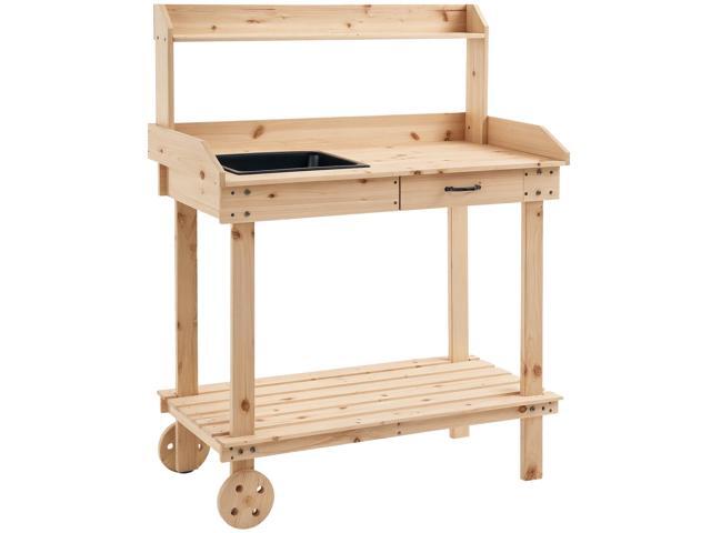 Click here for Aosom 36 Wooden Potting Bench Work Table with 2 Re... prices
