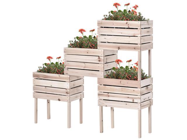 Click here for Raised Garden Beds  Set of 4 Wood Box Planters  Dr... prices