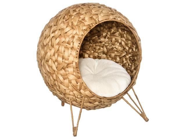 Click here for Aosom 20.5 Weaved Cat Bed  Elevated Hand-woven Bra... prices