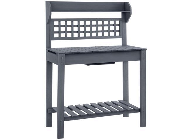 Click here for Aosom Outdoor Potting Bench Table  Wooden Workstat... prices