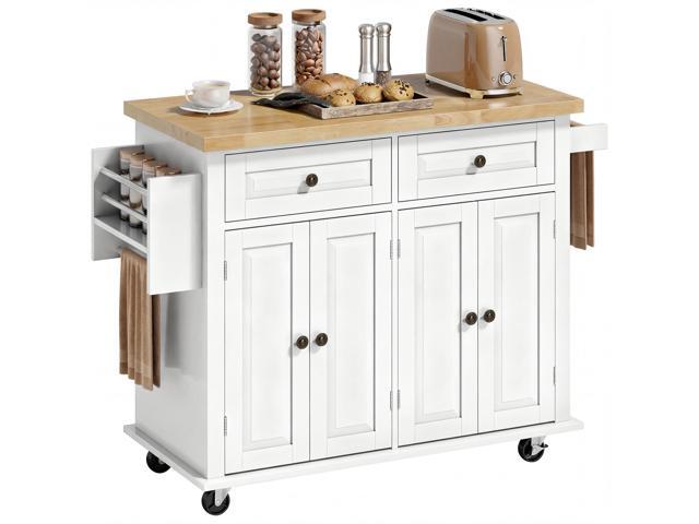 Click here for Aosom Kitchen Island Cart with Rubber Wood Top  Ro... prices