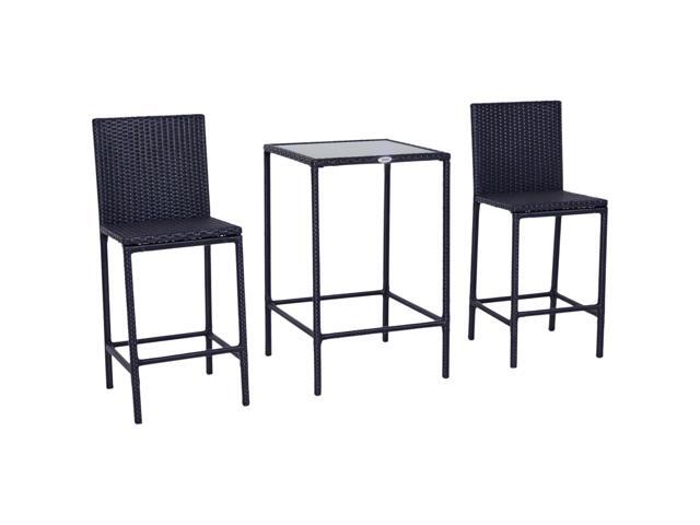 Click here for Aosom 3pcs Rattan Bar Set with Glass Top Table  2... prices