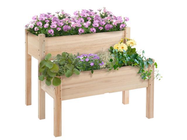 Click here for 2-Tier Raised Garden Bed Wood Planter Stand Plant... prices