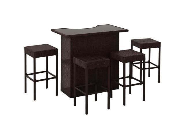 Click here for Aosom 5 Piece Wicker Outdoor Bar Set  High Top Out... prices