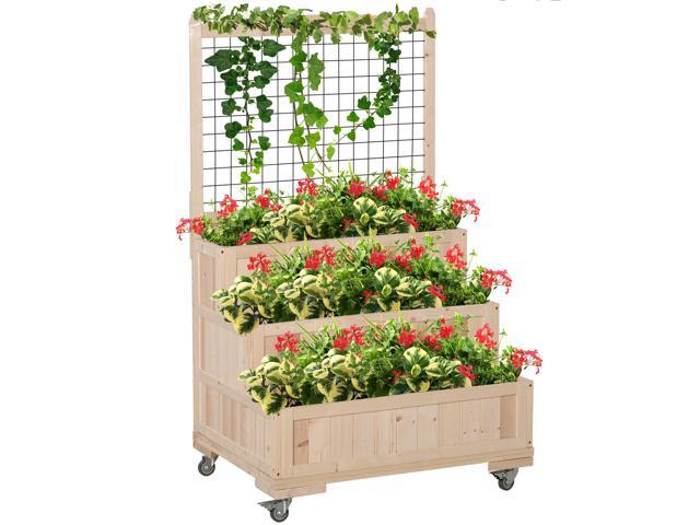 Click here for Aosom 3-Tiers Raised Garden Bed with Trellis  53 H... prices