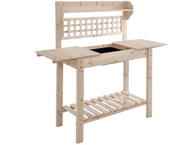 Click here for Aosom Outdoor Potting Bench Table  Wooden Workstat... prices