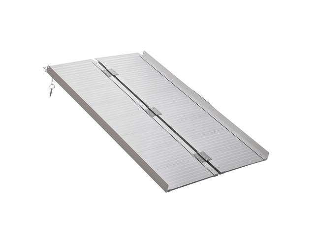 Homcom 4ft Wheelchair Ramp Foldable Portable Scooter Mobility Easy Access - Silver