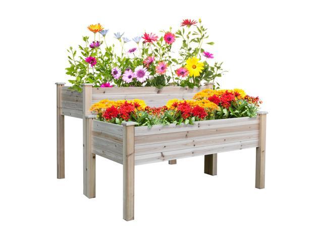 Click here for Aosom Two-Tier Wooden Elevated Garden Bed with Leg... prices