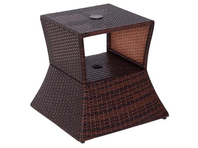 Click here for Aosom Outdoor Side Table with Umbrella Hole  2 Tie... prices
