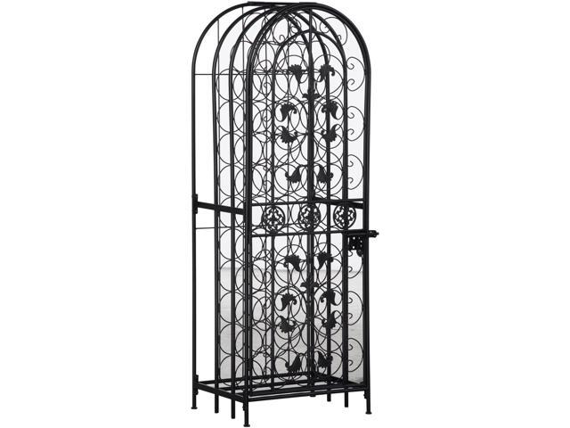 Click here for Aosom 45 Bottle Wrought Iron Wine Rack Jail with L... prices
