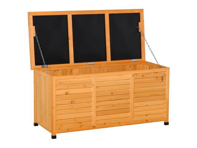 Click here for Aosom 75 Gallon Wooden Deck Box  Outdoor Storage C... prices