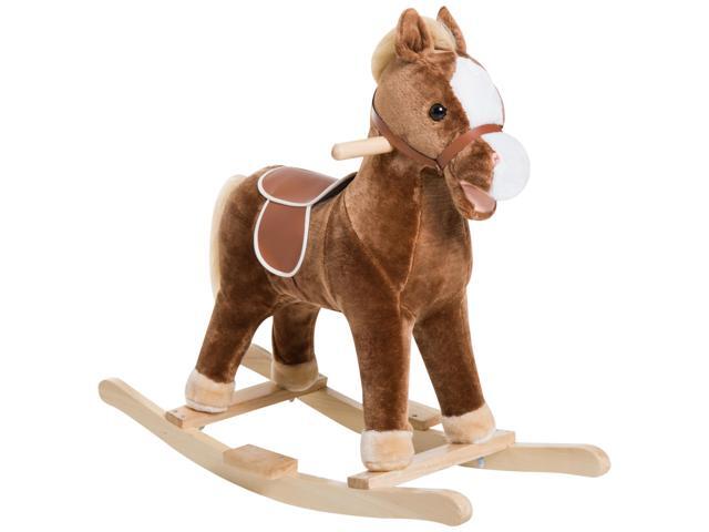 Qaba Kids Ride on Rocking Horse Toddler Plush Toy  - Brown