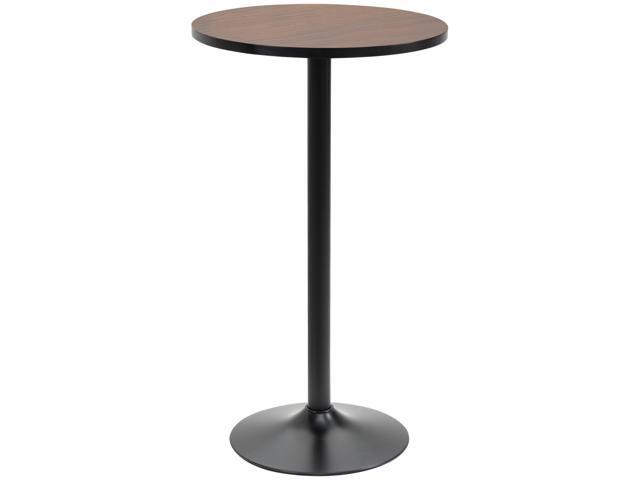 Homcom 42H Rustic Industrial Metal Elm Wood Top Bar Height Standing Pub Table - Black  brown