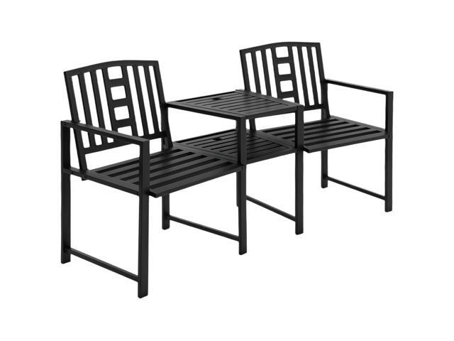 Click here for Aosom Metal Garden Bench with Middle Table and Umb... prices