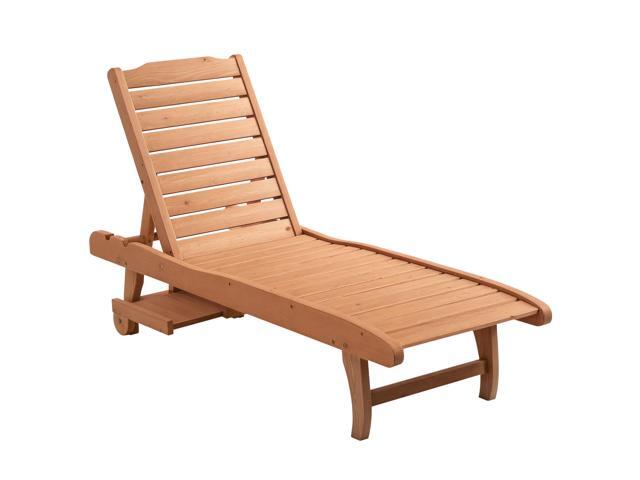 Click here for Aosom Chaise Lounge Chair Outdoor Wooden Pool Loun... prices