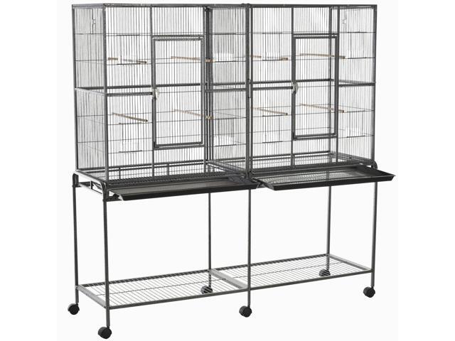 Click here for Aosom Rolling 65L Bird Cage w/ Storage Shelf Wood... prices