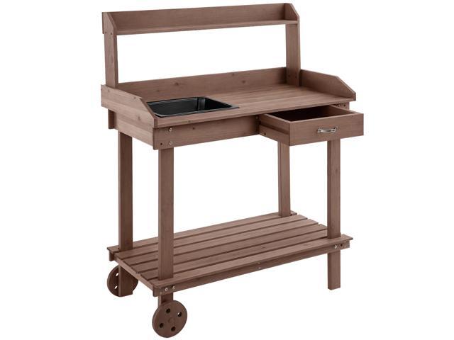 Click here for Aosom 36 Wooden Potting Bench Work Table with 2 Re... prices